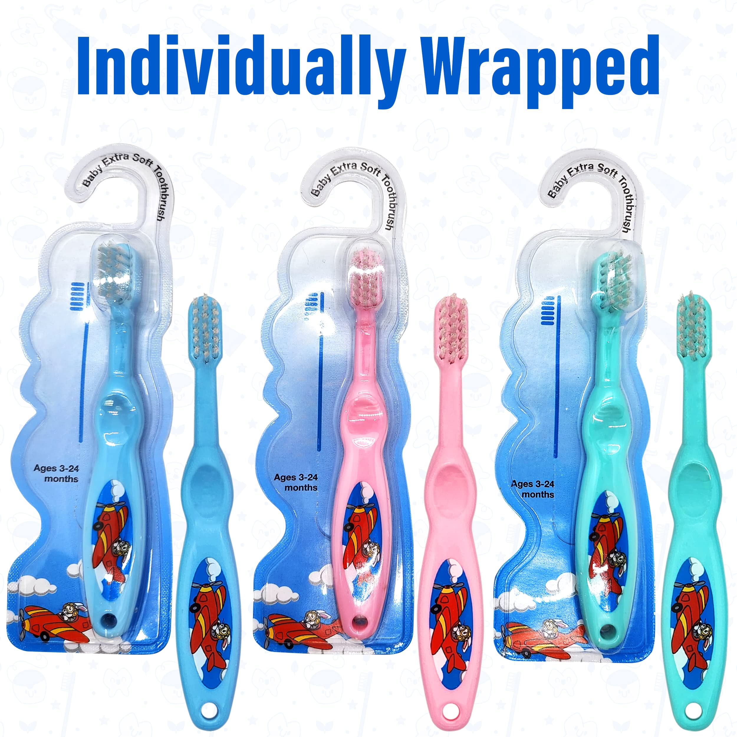 Baby Toothbrush- Soft Bristles – Set of 3 Toddler Toothbrush for Boys and Girls –Cute Colors and Designs Great Gift for Baby's and Toddlers 3 Pack