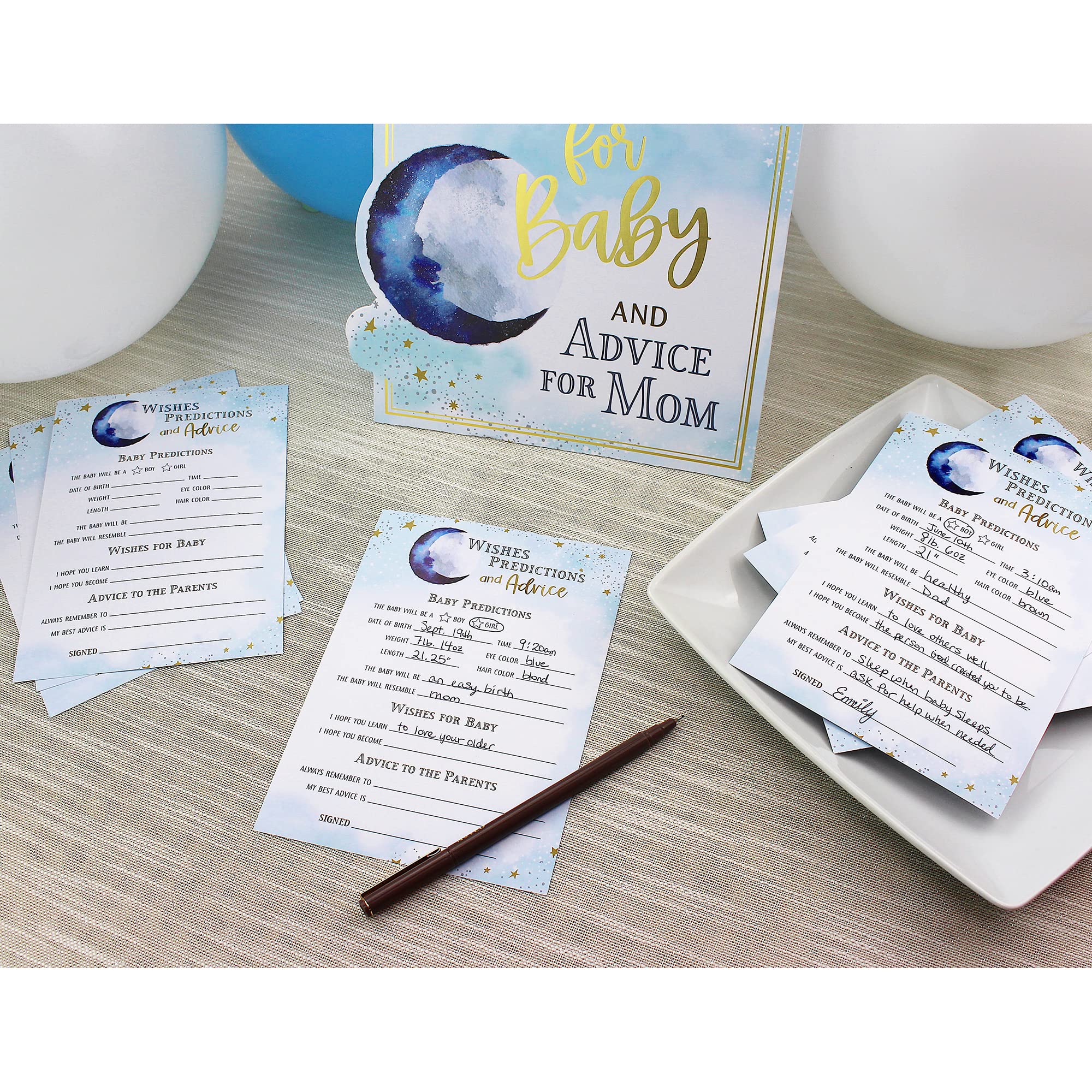 Lillian Rose"Love You to The Moon and Back" Baby Shower Game Set,Blue