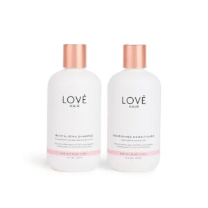 love hair - shampoo and conditioner duo bundle, all-natural hair for dry hair & all other hair types, paraben- & sulfate-free, vegan & cruelty-free, 12 oz