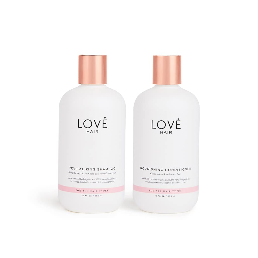 Love Hair - Shampoo and Conditioner Duo Bundle, All-Natural Hair for Dry Hair & All Other Hair Types, Paraben- & Sulfate-Free, Vegan & Cruelty-Free, 12 Oz