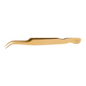 livbay lash - gold crush tweezer, curved perfect pointed tip tweezers for eyelash extension (professional use only)