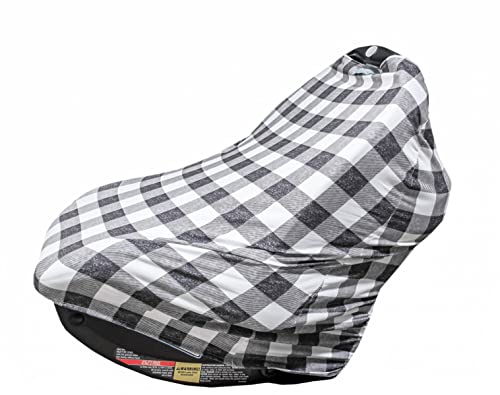 Car seat Cover Black and White Checkered, Multi-use: Covers for Babies, Breastfeeding Cover, Canopy Cover, Baby Stroller Covers