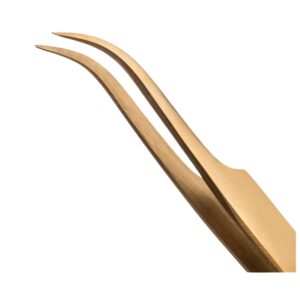 LivBay Lash - Gold Crush Tweezer, Curved Perfect Pointed Tip Tweezers for Eyelash Extension (Professional Use Only)