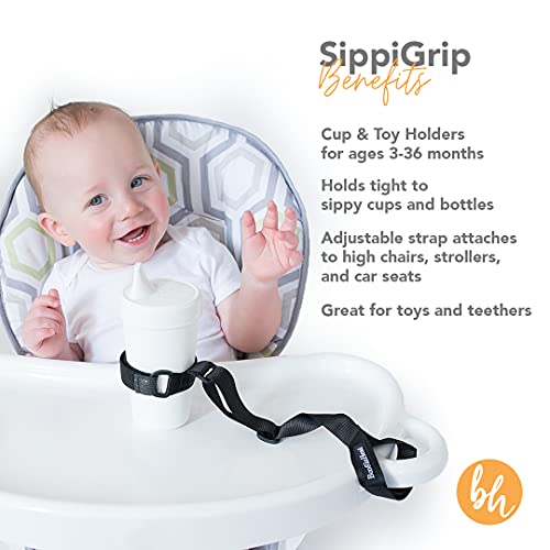 BooginHead by Infantino SippiGrip Sippy Cup Strap & Baby Bottle Holder, 3-Pack, Sienna, Sage, Black