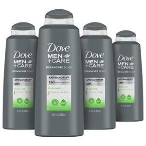 dove men + care 2-in-1 anti-dandruff shampoo and conditioner oil balance 4 count for oily hair care with hydrolock complex 20.4 oz,white