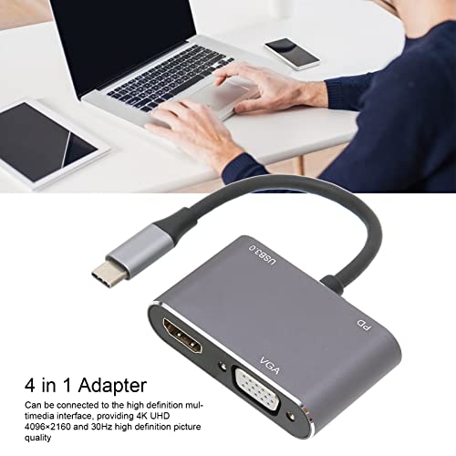 4 in 1 Adapter, High Speed Transmission USB Hub Easy to Use Metal for Mouse for Phones for Laptops for Keyboard