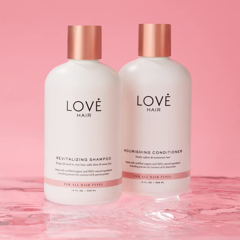 Love Hair - Shampoo and Conditioner Duo Bundle, All-Natural Hair for Dry Hair & All Other Hair Types, Paraben- & Sulfate-Free, Vegan & Cruelty-Free, 12 Oz