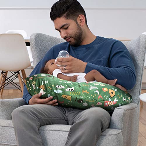 Boppy Nursing Pillow Cover, Green Farm, Cotton Blend, Fits the Original Support for Breastfeeding, Bottle Feeding and Bonding, Cover Only, Sold Separately