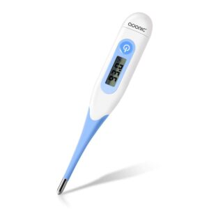 adoric digital waterproof medical thermometer with fever warning, bright blue