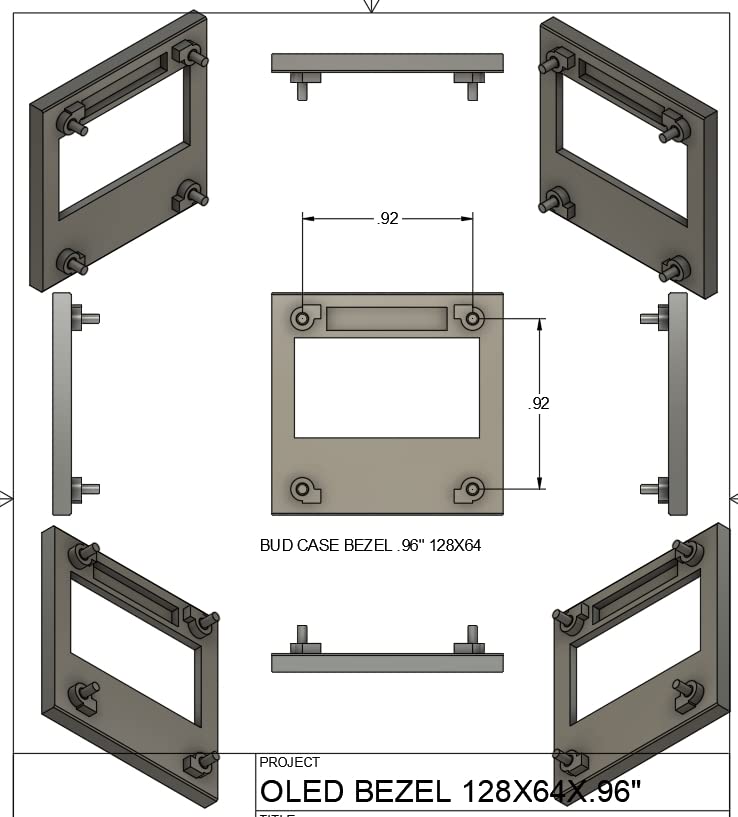 Bud Box PC-11478 Enclosure Bezel .96inch for OLED 128 x 64 Arduino / Raspberry Pi Project, Black