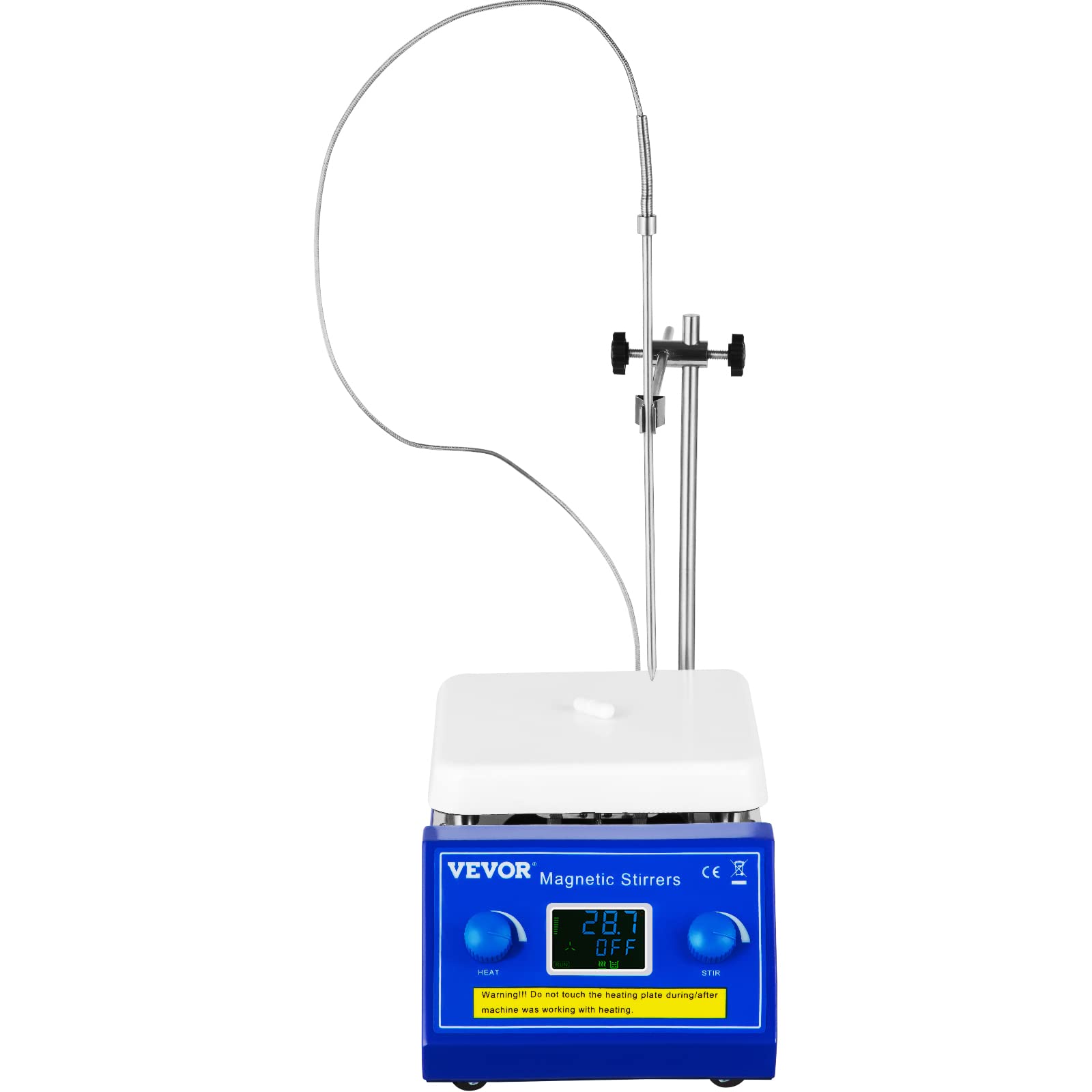 VEVOR Magnetic Stirrer Hot Plate, 5000ml Capacity 320°C/608°F Max Temp Ceramic Coated Lab Stirrer 200-2000RPM Digital Magnetic Stirrer with Support Stand, Temp Probe Sensor and Stirring Bar