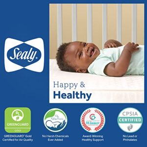 Sealy Butterfly 2-Stage Dual Firm Antibacterial Foam Baby Crib Mattress & Toddler Bed Mattress, Hypoallergenic Waterproof Memory Foam Crib Mattress, GREENGUARD GOLD Certified,Made in USA,52"x28",White