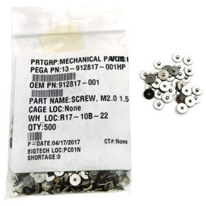 Nylok Patch M2.0x1.5mm Flat Head Screws 500 Pieces Package 912817-001 Compatible Replacement Spare Part for HP Compatible and Other Systems