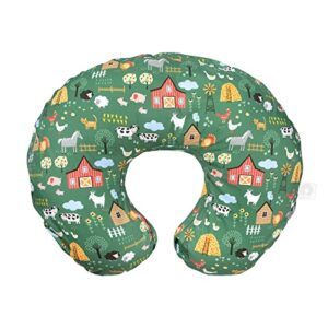 boppy nursing pillow cover, green farm, cotton blend, fits the original support for breastfeeding, bottle feeding and bonding, cover only, sold separately