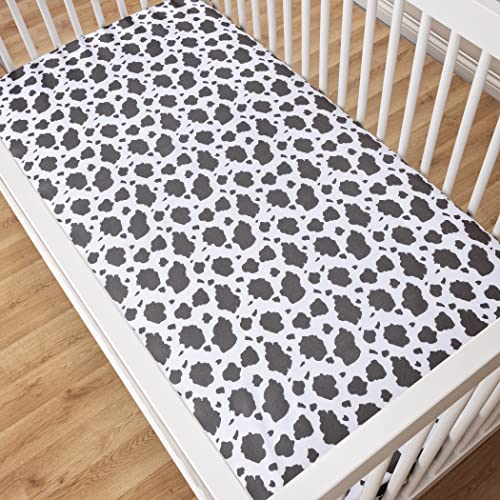 Sammy & Lou Cottage Cow 2-Pack Microfiber Fitted Crib Sheet Set, Fits Standard Crib Mattress 28 in x 52 in; Fully Elasticized,