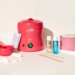 Happy Waxing - Deluxe Premium Home Waxing Kit | Includes the Wax Warmer, Hard Wax Beads - Protective Sheet & Vinyl Gloves - Applicators & Measuring Cups - For Face, Arms, Underarms, Bikini & Legs