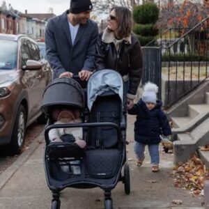 Slim Twin Stroller 2024, Double Stroller, Font Bar, Easy to Fold, Large Canopy Cover (Licorice)