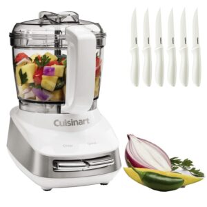 cuisinart mch-4 core custom 4-cup chopper - white bundle with cuisinart advantage 6-piece ceramic coated serrated steak knife set