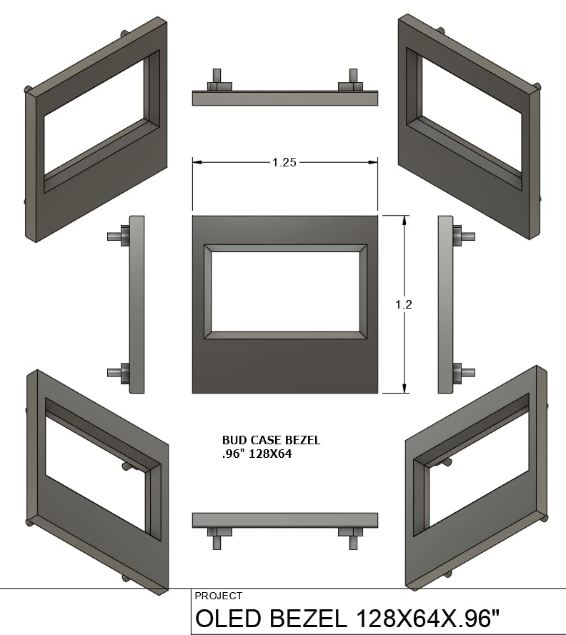 Bud Box PC-11478 Enclosure Bezel .96inch for OLED 128 x 64 Arduino / Raspberry Pi Project, Black