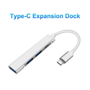 GIFZES USB Hub 3.0, USB C Adapter and 3-in-1 Docking Station, Expansion Dock Hot Swap USB3.0 USB2.0 Type-C Mini Cable Hub for Projector Grey USB