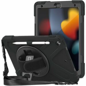 codi rugged carrying case for 10.2" apple ipad (gen 7, 8, 9) tablet - black