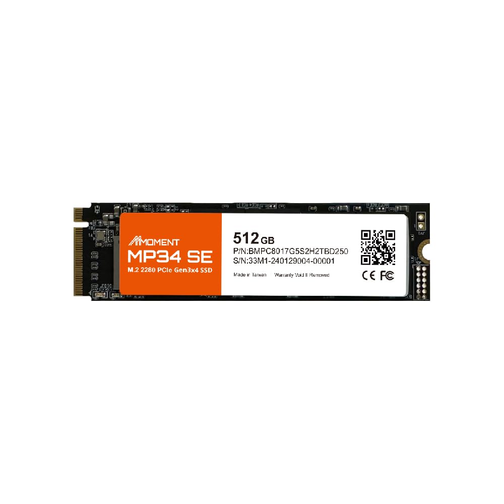 MMOMENT MT34 512GB SSD PCIe Gen3 NVMe M.2 2280 Internal Solid State Drive, Gen3.0X4, Read Speed up to 2000MB/s, for Laptop and PC Desktop