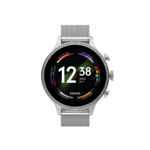 fossil unisex gen 6 42mm stainless steel mesh touchscreen smart watch, color: silver (model: ftw6083v)