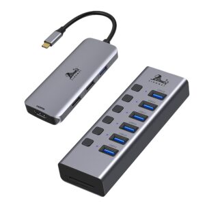 powered usb c usb a to usb 3.0 hub and usb c dual hdmi docking station