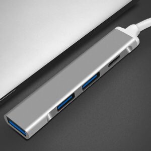 gifzes usb hub 3.0, usb c adapter and 4-in-1 docking station,docking station mini plug aluminium alloy 4 in 1 usb/type-c hub for computer grey usb