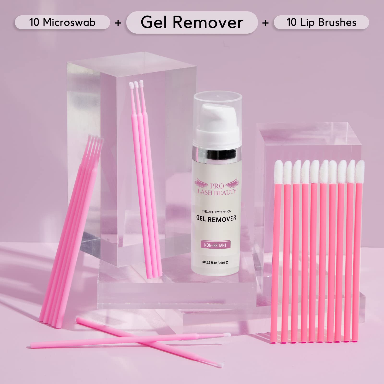 Eyelash Extension Remover, 20ml Lash Remover for Lash Extensions Eyelash Gel Remover Set with Brushes No Irritation Quick Dissolves Less than 60s Eyelash Adhesive Removal No fragrance