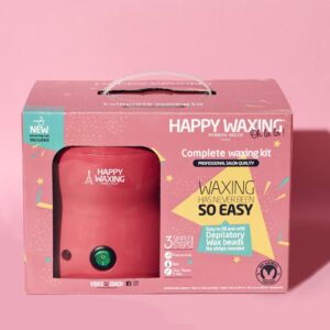 Happy Waxing - Deluxe Premium Home Waxing Kit | Includes the Wax Warmer, Hard Wax Beads - Protective Sheet & Vinyl Gloves - Applicators & Measuring Cups - For Face, Arms, Underarms, Bikini & Legs