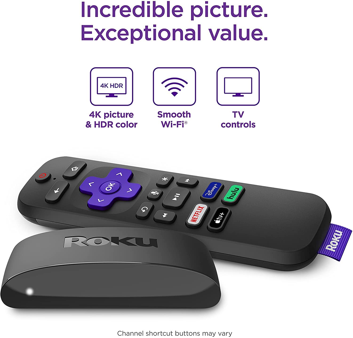 Roku Express 4K+ 2021 Streaming Media Player with Smooth Wireless Streaming and Roku Voice Remote with TV Controls, Includes Premium HDMI® Cable & Bundle Swanky Cables HDMI Cable and TV Cleaning Kit