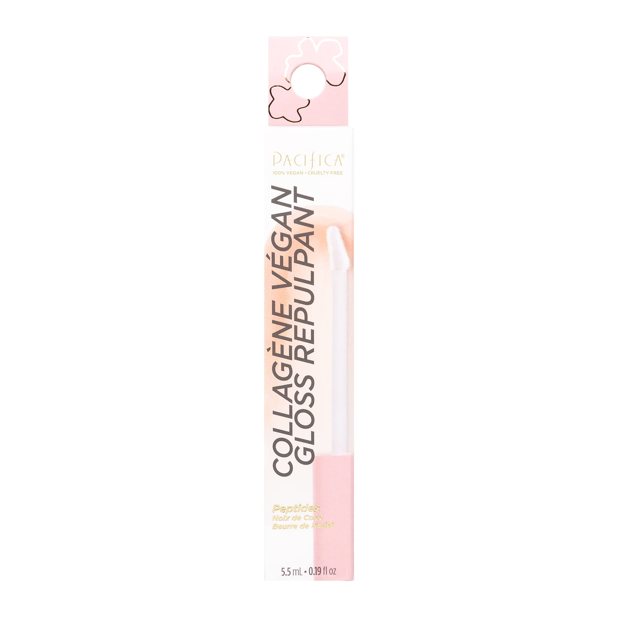 Pacifica Beauty, Vegan Collagen Lip Plumping Gloss, Youthful Plump Lips, Vitamin E, Peptides, & Shea Butter, Shimmer + Shine, Doe Tip Applicator, Vegan + Cruelty Free