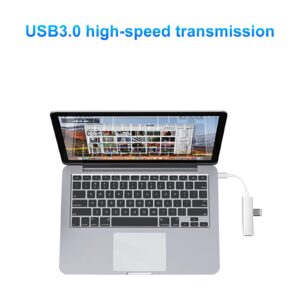 GIFZES USB Hub 3.0, USB C Adapter and 3-in-1 Docking Station, Expansion Dock Hot Swap USB3.0 USB2.0 Type-C Mini Cable Hub for Projector Grey USB