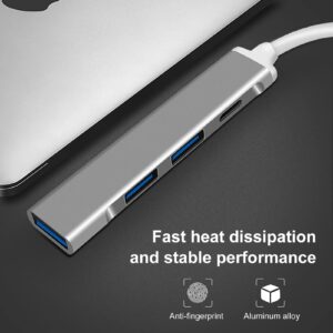 GIFZES USB Hub 3.0, USB C Adapter and 3-in-1 Docking Station, Expansion Dock Hot Swap USB3.0 USB2.0 Type-C Mini Cable Hub for Projector Grey USB