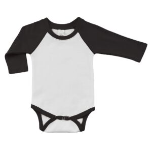 monag sublimation raglan polyester baby bodysuit, polyester sublimation baby clothes (white/black, 3-6 months)