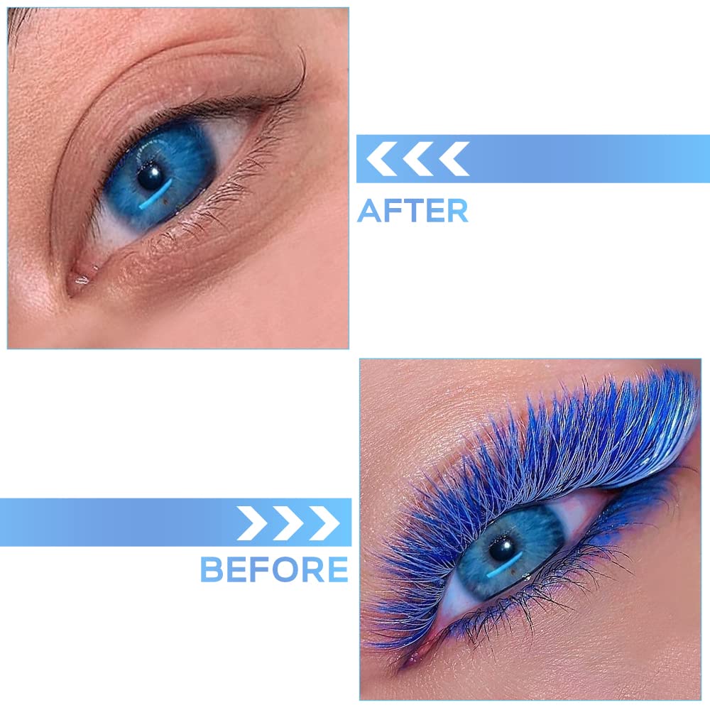 Colored Lash Extensions 0.07 D Durl 14mm Ombre Blue Lash Extensions 14mm-16mm Easy Fan Volume Lash Extensions C/D Curl Color Lashes Extension Ombre Colored Lashes Extensions (Blue 0.07D 14)