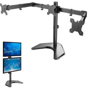 huanuo bundle – 2 items: huanuo triple monitor stand - for 13-24 inches 3 monitor desk mount and dual monitor stand vertical stack screen free-standing fits two 13 to 32 inch computer monitors