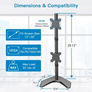 HUANUO Bundle – 2 Items: HUANUO Triple Monitor Stand - for 13-24 Inches 3 Monitor Desk Mount and Dual Monitor Stand Vertical Stack Screen Free-Standing Fits Two 13 to 32 Inch Computer Monitors