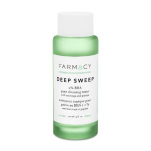 Farmacy 2% Salicylic Acid Toner for Face - Deep Sweep Gentle BHA Exfoliant for Oily Skin - Refines Texture with Papaya Enzymes & Moringa Water for a Healthy-Looking Complexion (50ml)