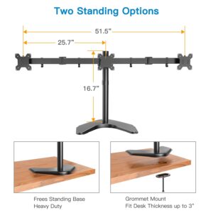 HUANUO Bundle – 2 Items: HUANUO Triple Monitor Stand - for 13-24 Inches 3 Monitor Desk Mount and Dual Monitor Stand Vertical Stack Screen Free-Standing Fits Two 13 to 32 Inch Computer Monitors