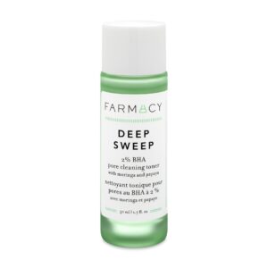 farmacy 2% salicylic acid toner for face - deep sweep gentle bha exfoliant for oily skin - refines texture with papaya enzymes & moringa water for a healthy-looking complexion (50ml)