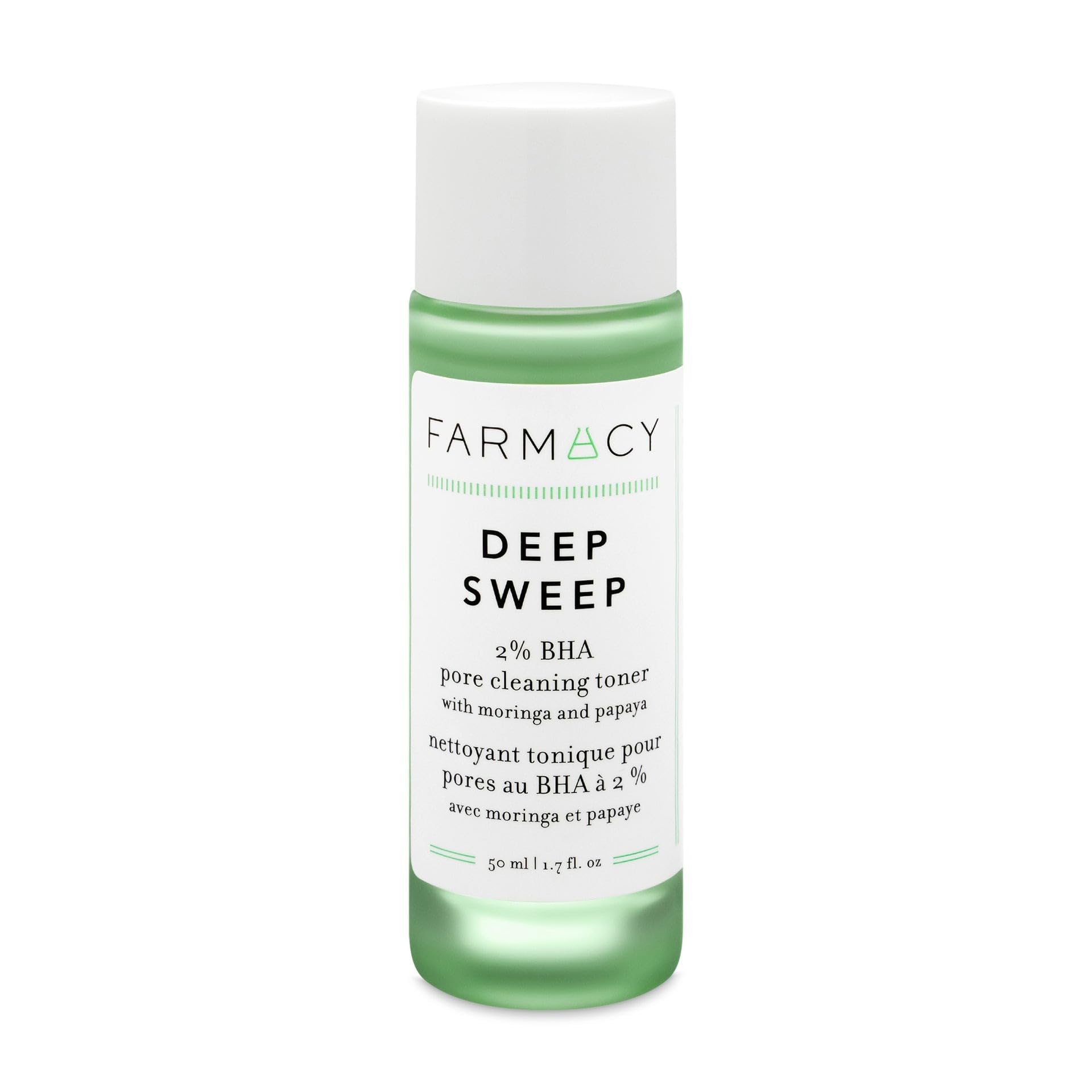 Farmacy 2% Salicylic Acid Toner for Face - Deep Sweep Gentle BHA Exfoliant for Oily Skin - Refines Texture with Papaya Enzymes & Moringa Water for a Healthy-Looking Complexion (50ml)