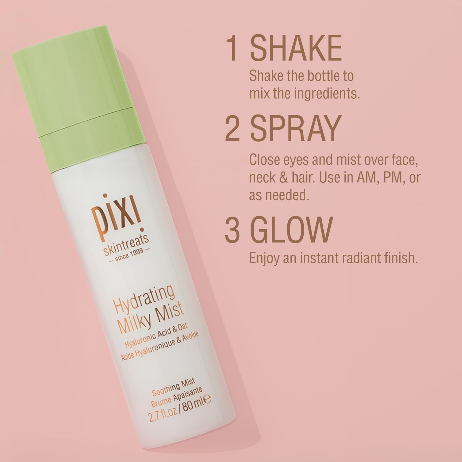 Pixi Beauty Milky Mist 2.70 Fl Oz | Hydrating Moisturizer for Dry Skin | Infused with Hyaluronic Acid