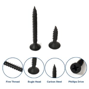 FASTENER TREE #6 Drywall Screws Assortment Kit, Fine Thread Bugle Head Black Screws Self Tapping Screws for Wood, Soft Metal, Drywall 180Pcs