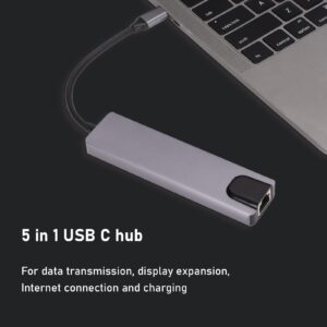 USB C Hub Multiport Adapter, 5 in 1 5 in 1 Hub Fast Data Transfer 4K Ultra HD Video for Charging Data Conversion