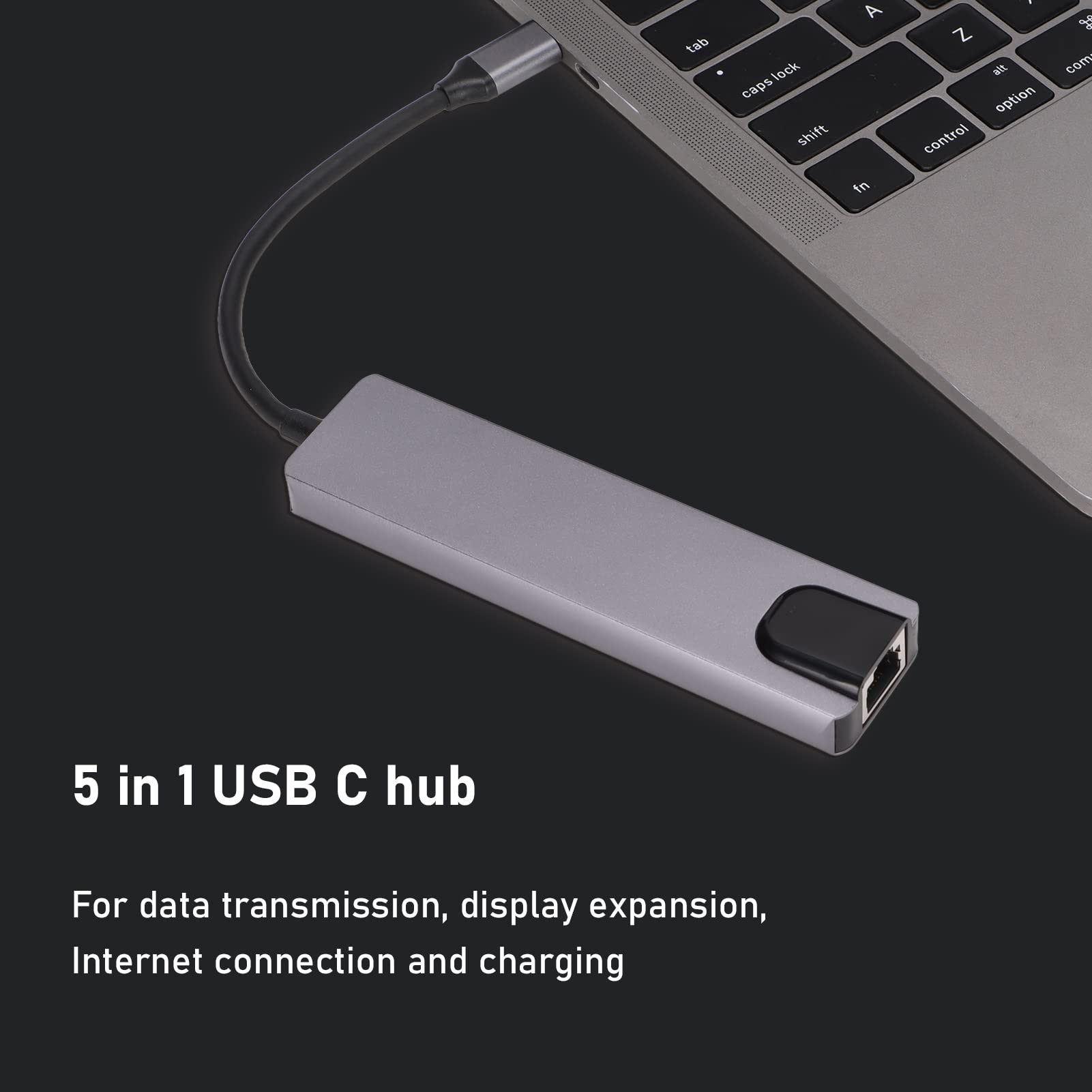 USB C Hub Multiport Adapter, 5 in 1 5 in 1 Hub Fast Data Transfer 4K Ultra HD Video for Charging Data Conversion