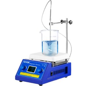 vevor magnetic stirrer hot plate, 5000ml capacity 320°c/608°f max temp ceramic coated lab stirrer 200-2000rpm digital magnetic stirrer with support stand, temp probe sensor and stirring bar