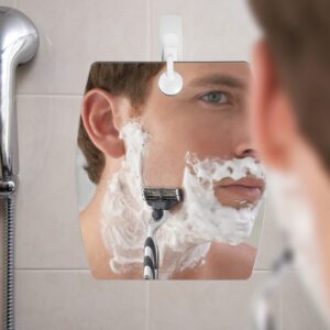 The Shave Well Company Magnifying Anti-Fog Shaving Mirror | Fogless Bathroom Handheld Mirror for Men and Women | Hanging Shower Mirror Includes Long-Lasting Removable Adhesive Hook