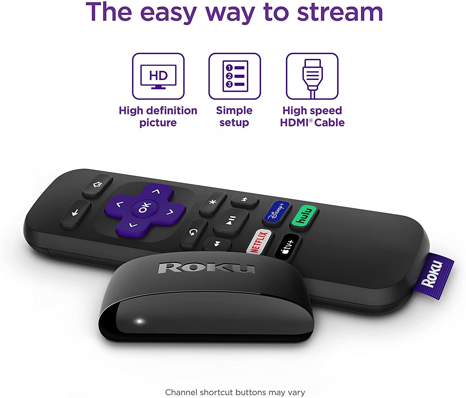 Roku Express HD Streaming Media Player with High Speed HDMI Cable and Simple Remote & Bundle Swanky Cables HDMI Cable